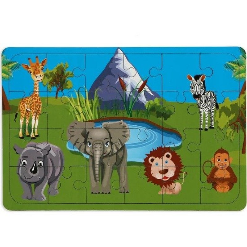 Ahşap Puzzle 24 Parça Eğitici Yapboz Vahşi Hayvanlar - ALSA İş Eğitim ...